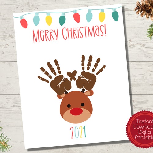 Merry Christmas Handprint Art Printable Christmas Tree - Etsy