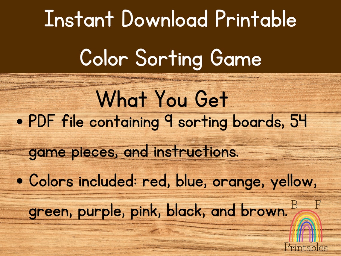 Printable Color Sorting Activity for Toddlers Kids Game DIY - Etsy