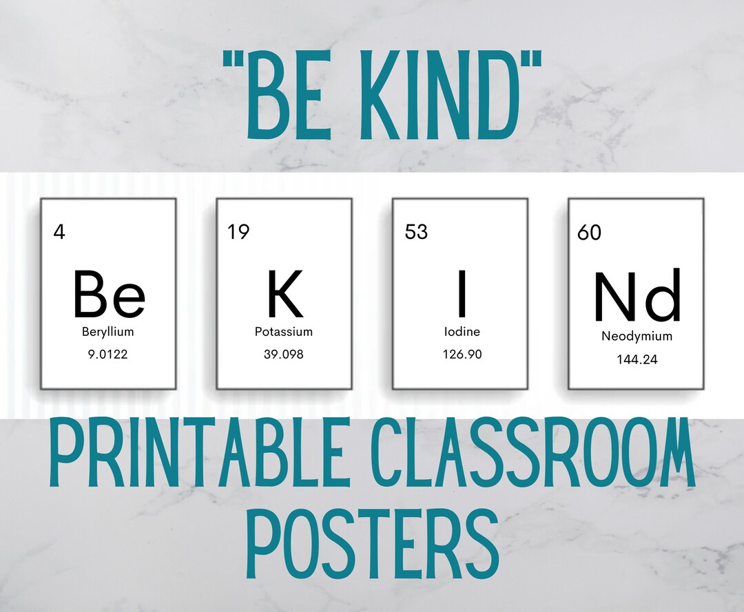 Be Kind Periodic Table Classroom Posters Science Decor Puns - Etsy