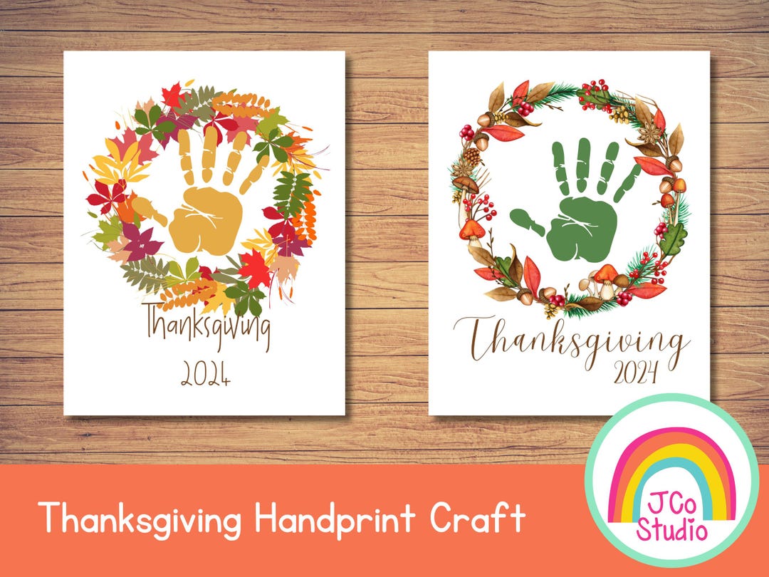 Thanksgiving Wreath Handprint Craft Template-printable-art Parent Gift ...