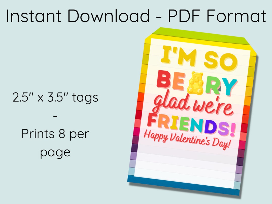 Gummy Bear Valentine's Day Printable Candy Valentine Valentine Tag ...