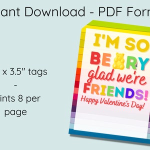 Gummy Bear Valentine's Day Printable Candy Valentine Valentine Tag ...