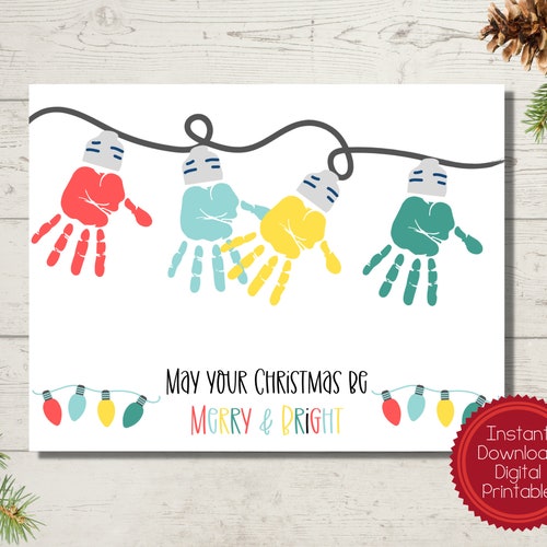 Merry Christmas Craft for Kids Fingerprint Crafts Printable - Etsy