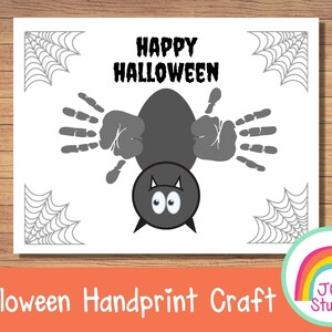 Halloween Handprint Art Craft Printable Bat Vampire Activity - Etsy
