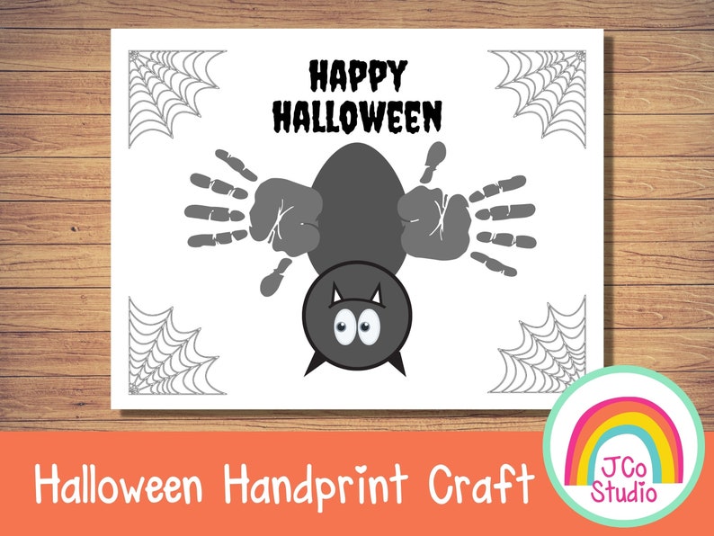 Halloween Handprint Art Craft Printable Bat Vampire Activity - Etsy