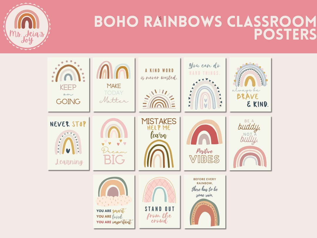 Classroom Decor, Printable Rainbow Learning Posters, Growth Mindset ...