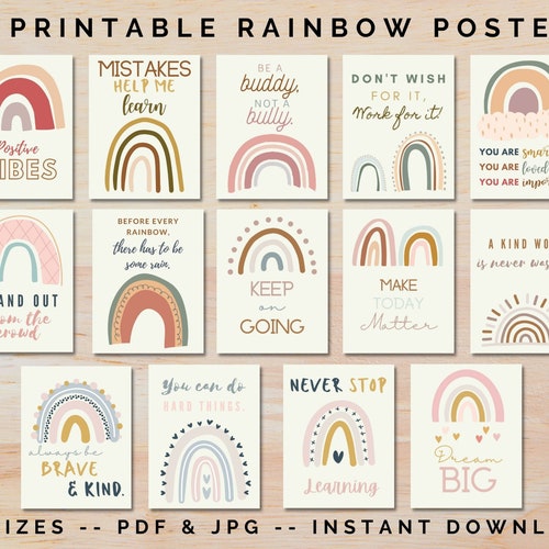 Boho Rainbow Motivational Posters Classroom Decor Classroom - Etsy