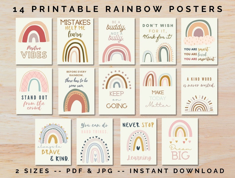 Classroom Decor Printable Rainbow Learning Posters Class - Etsy