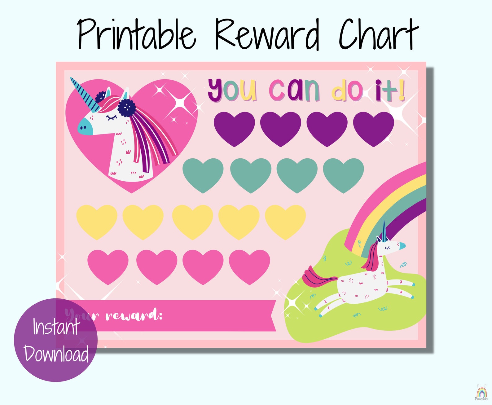 Printable Rainbow Reward Chart Rainbow Sticker Chart Instant - Etsy