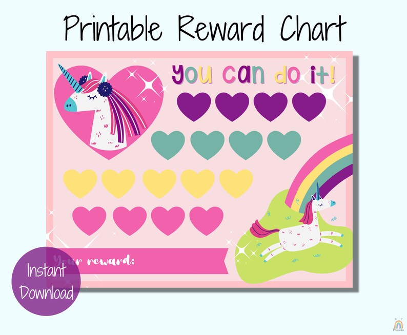 Printable Rainbow Reward Chart Rainbow Sticker Chart Instant - Etsy