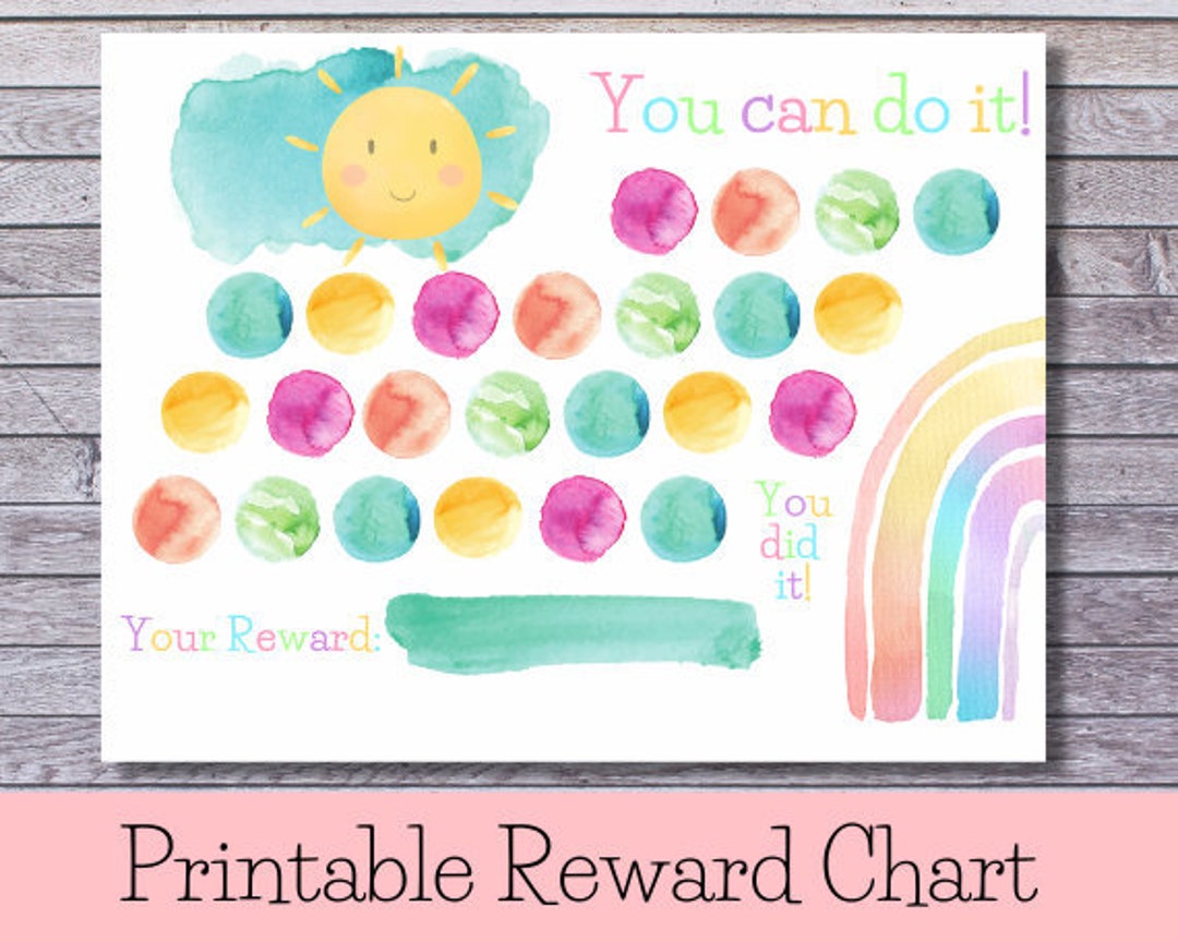 Printable Rainbow Reward Chart Girl's Sticker Chart - Etsy