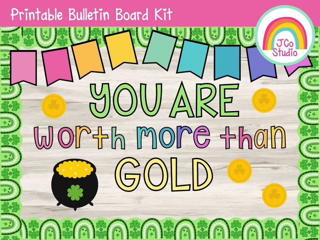 St. Patrick's Day Bulletin Board Kit, Printable March Bulletin Board ...