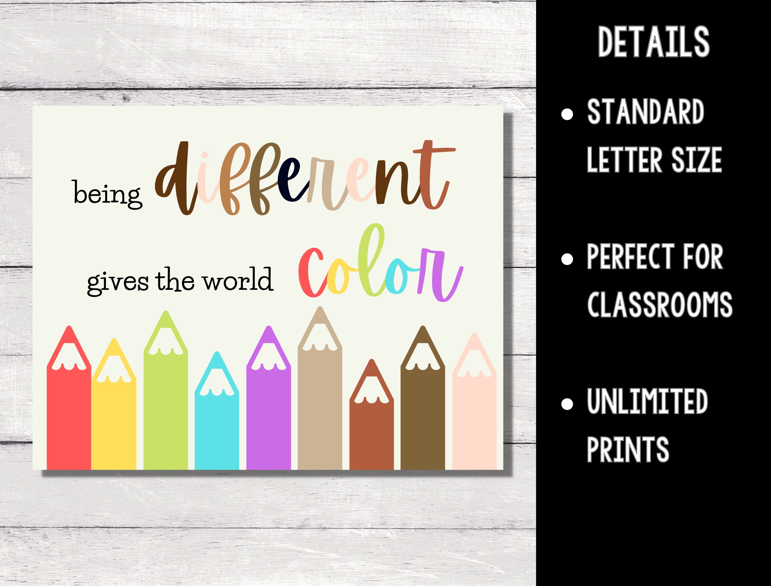 Classroom Decor Printable Diversity Poster Being Different - Etsy
