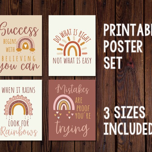 Printable Growth Mindset Poster Set for Classroom Posters - Etsy