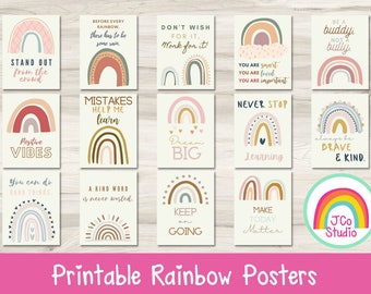 Kindness Classroom Decor Printable Rainbow Posters Class | Etsy
