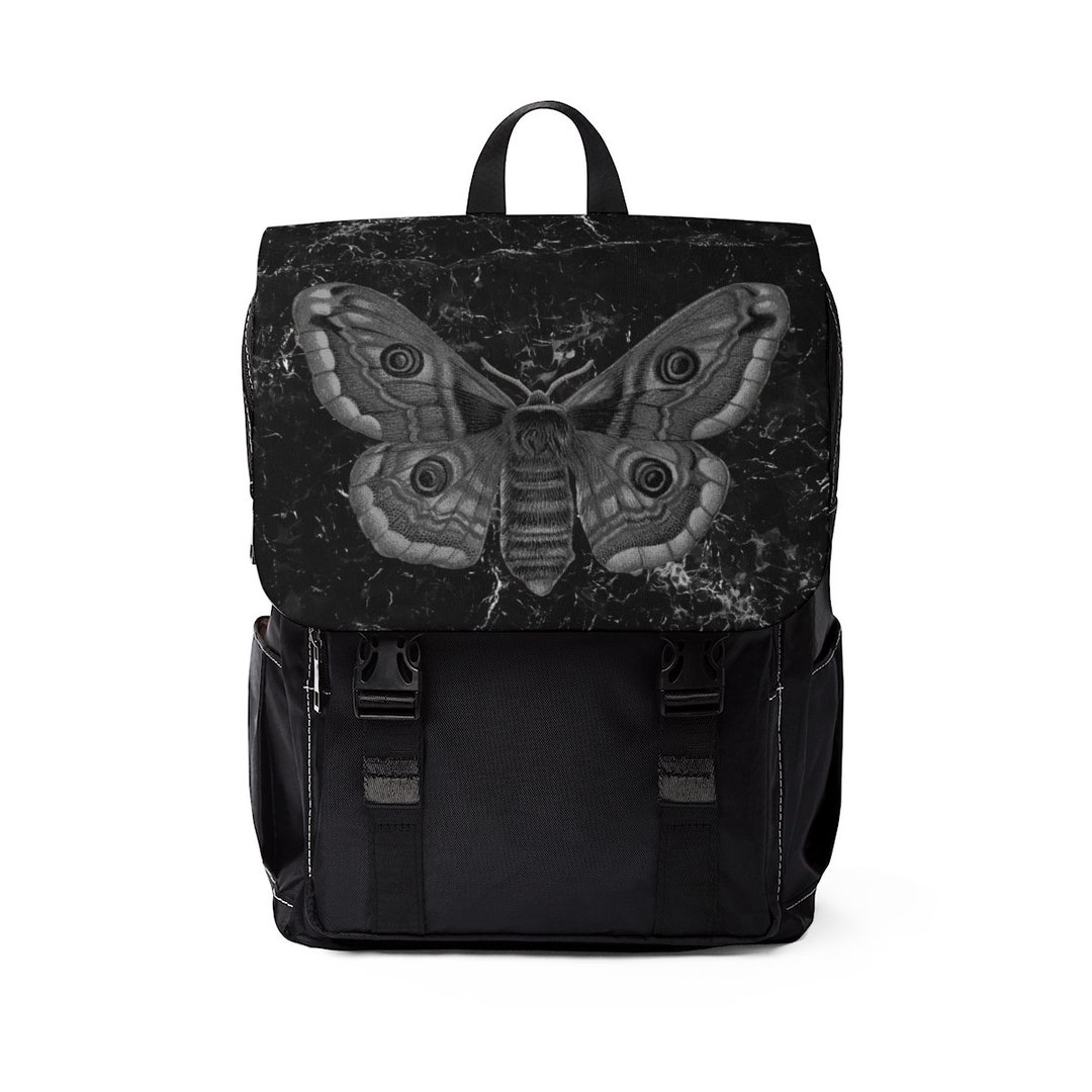 Black Magic Goth Moth Goth Backpack (on Black Marble Print) | Gothic ...