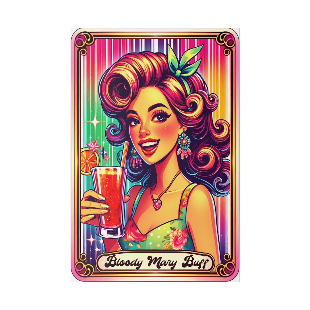 Carte de tarot Bloody Mary Pin Up Girl Cocktail sur toile mate ...
