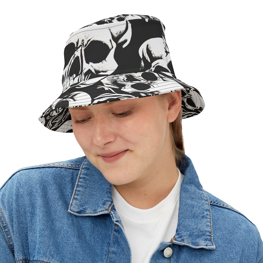 Goth Skulls Bucket Hat | Psychedelic Gothic Skull Goth Emo Heavy Metal ...