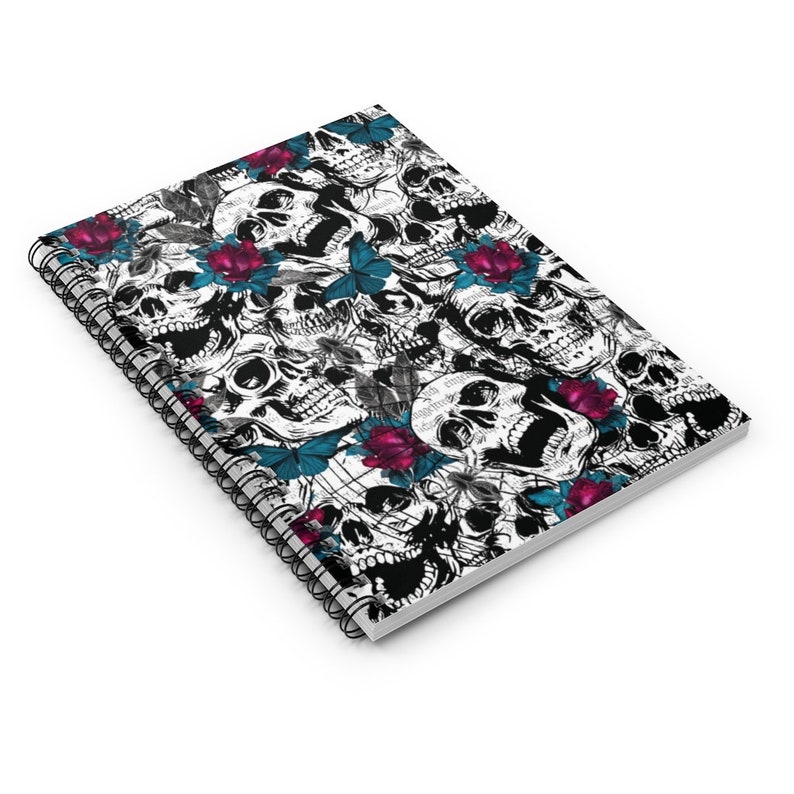 Goth Skull and Flower Gothic Spiral Notebook Ruled Line - Etsy