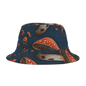 Red Cap Whimsical Fungi Fantasy Mushroom Bucket Hat | Cottagecore ...