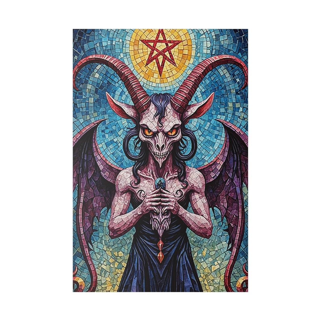 Demonic Sentry Baphomet Kawaii Mosaic Matte Canvas, Stretched, 0.75 ...