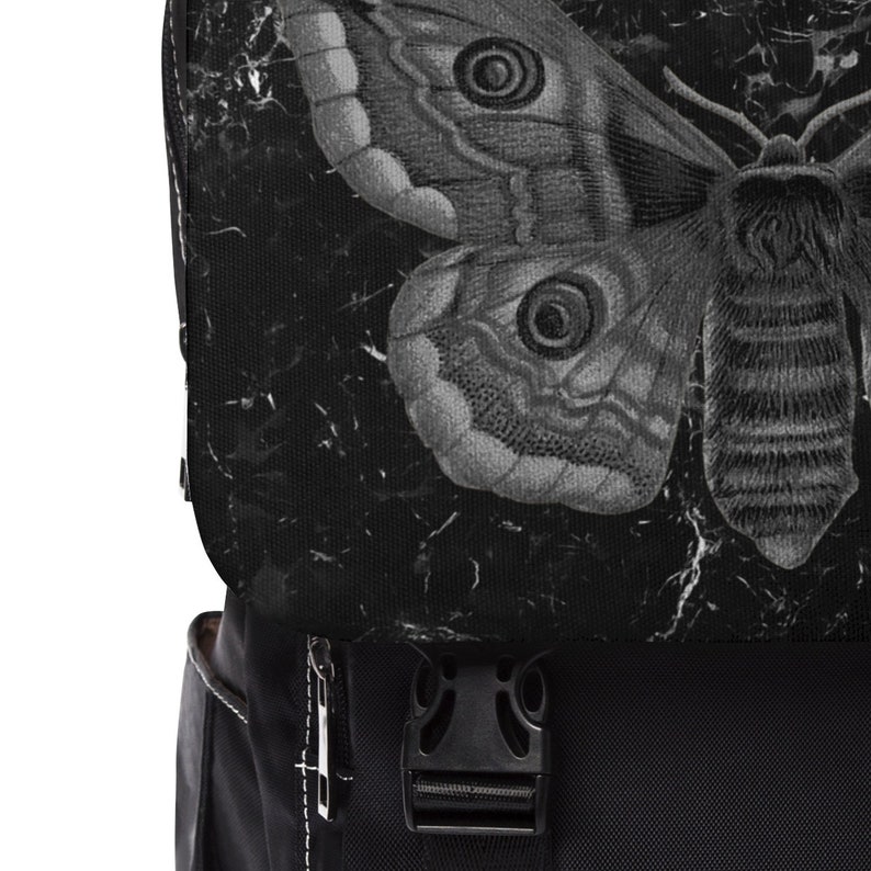 Black Magic Goth Moth Goth Backpack on Black Marble Print - Etsy