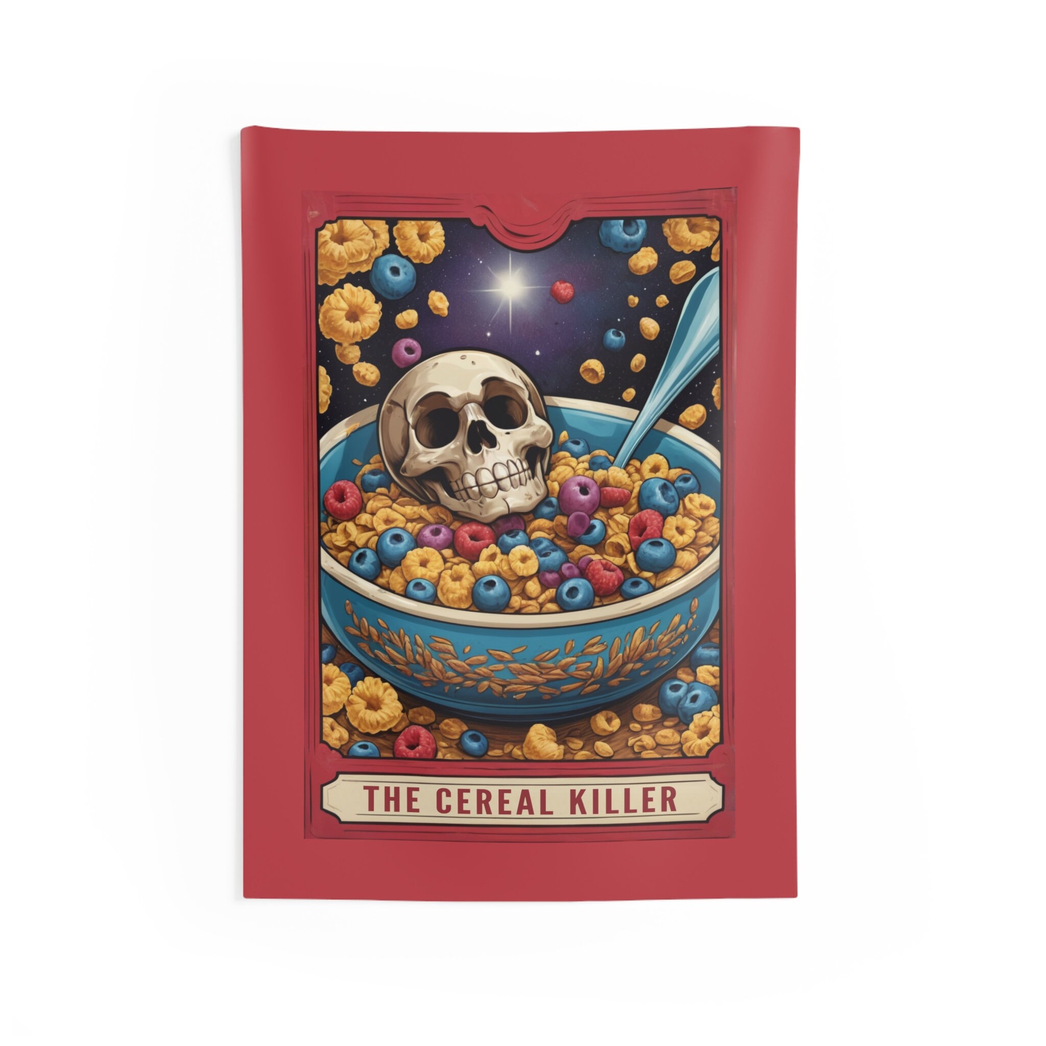 The Cereal Killer Funny Skeleton Tarot Card Indoor Wall Tapestries ...
