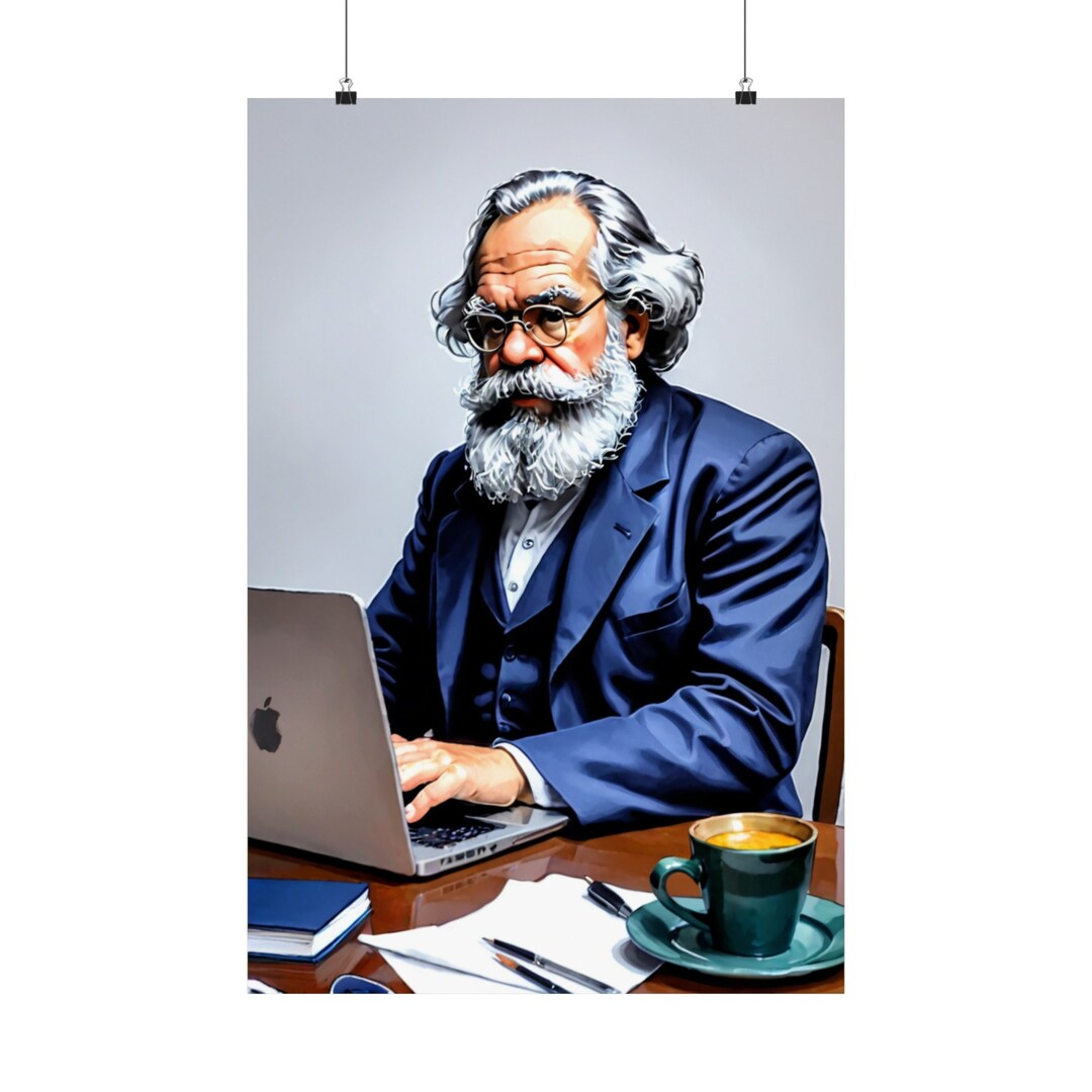 Karl Marx Writing Capital Vol. 4 Matte Vertical Poster Multiple Sizes ...