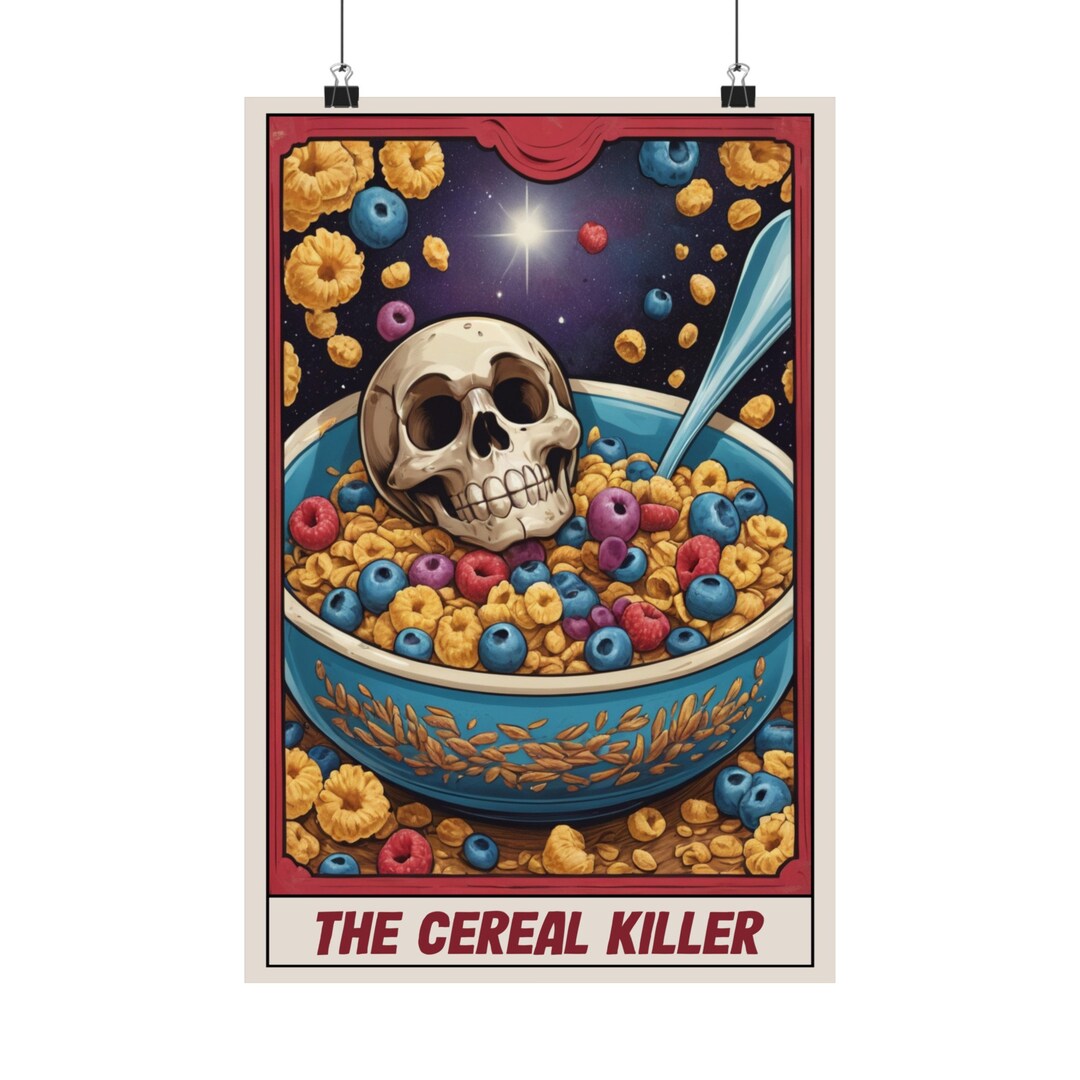 The Cereal Killer Funny Skeleton Tarot Card Matte Vertical Posters ...
