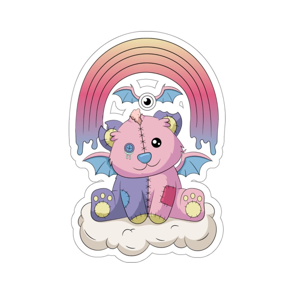 Goth Kawaii Gothic Teddy Bear Rainbow Kiss-cut Stickers Goth - Etsy
