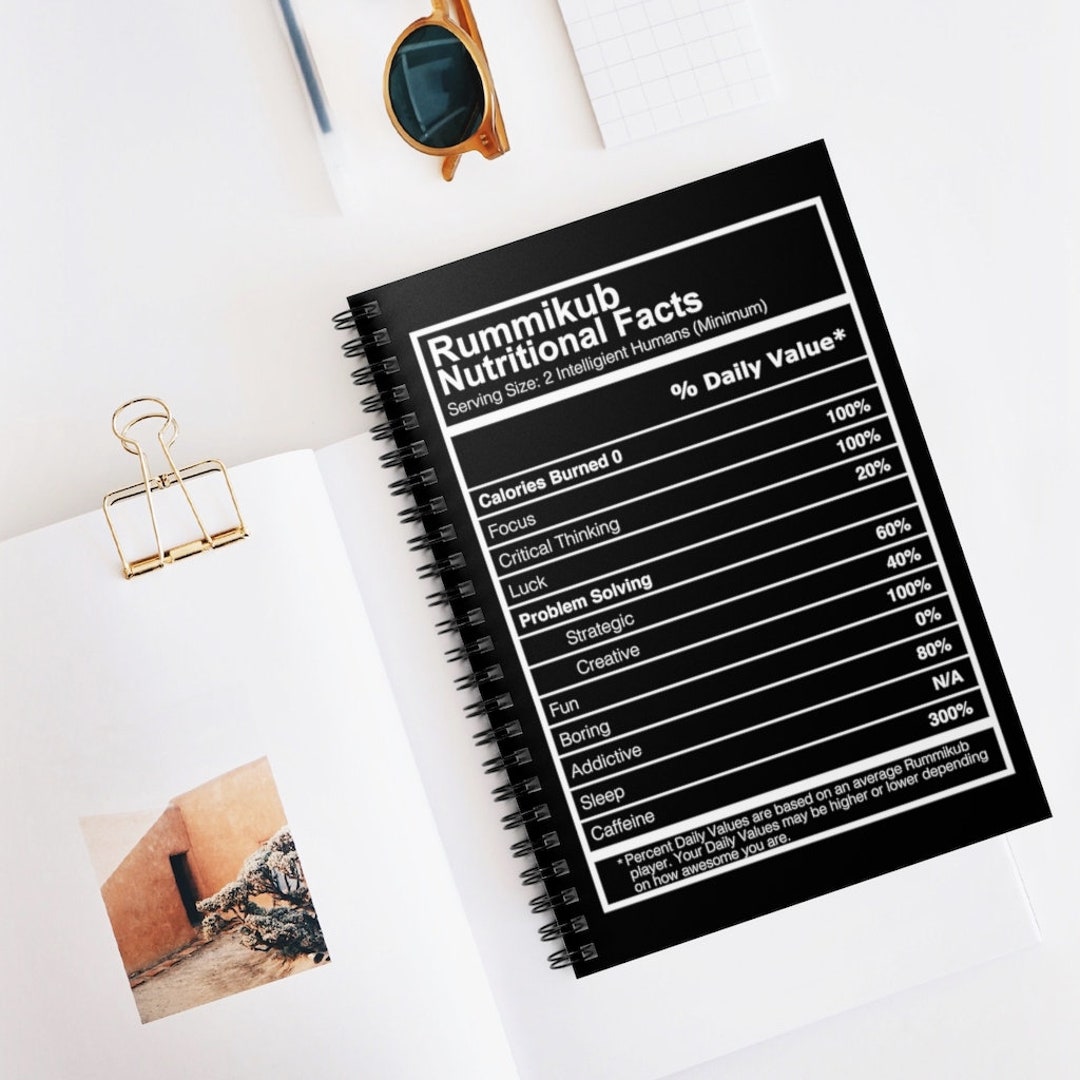 Rummikub Nutritional Facts Spiral Notebook (ruled Line) | Keep Track of ...