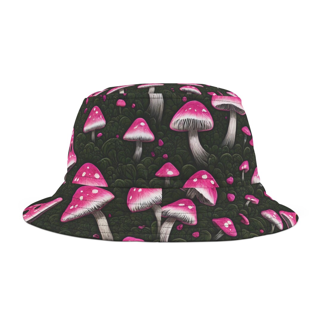 Fungi Pink Psychedelic Mushroom Bucket Hat | Cottagecore Mushroom Hat ...