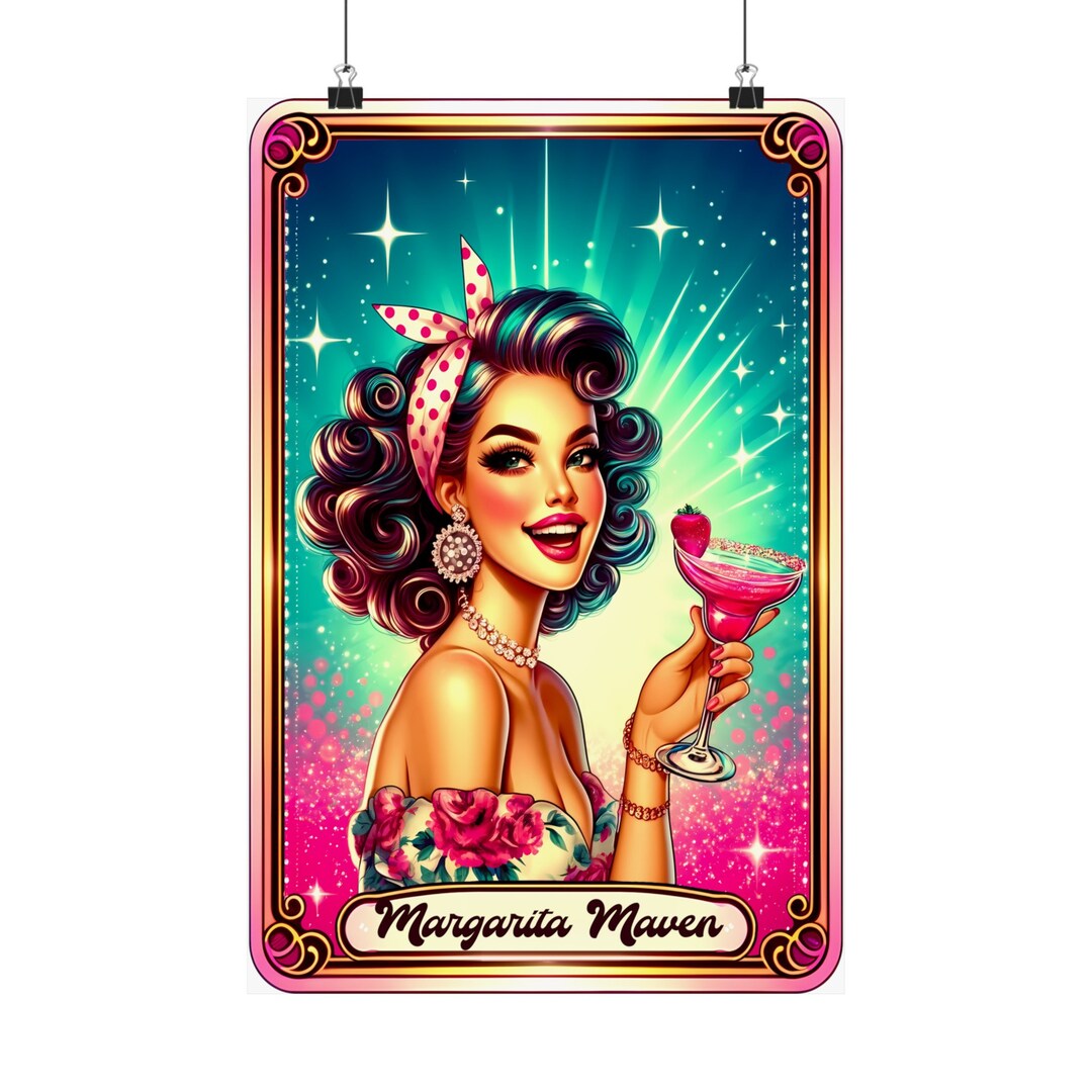 Margarita Tarot Card Pin up Girl Cocktail Matte Vertical Posters Funny ...