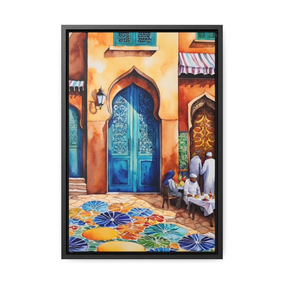 Colorful Watercolor Moroccan Wall Art Canvas Wraps, Vertical Frame ...