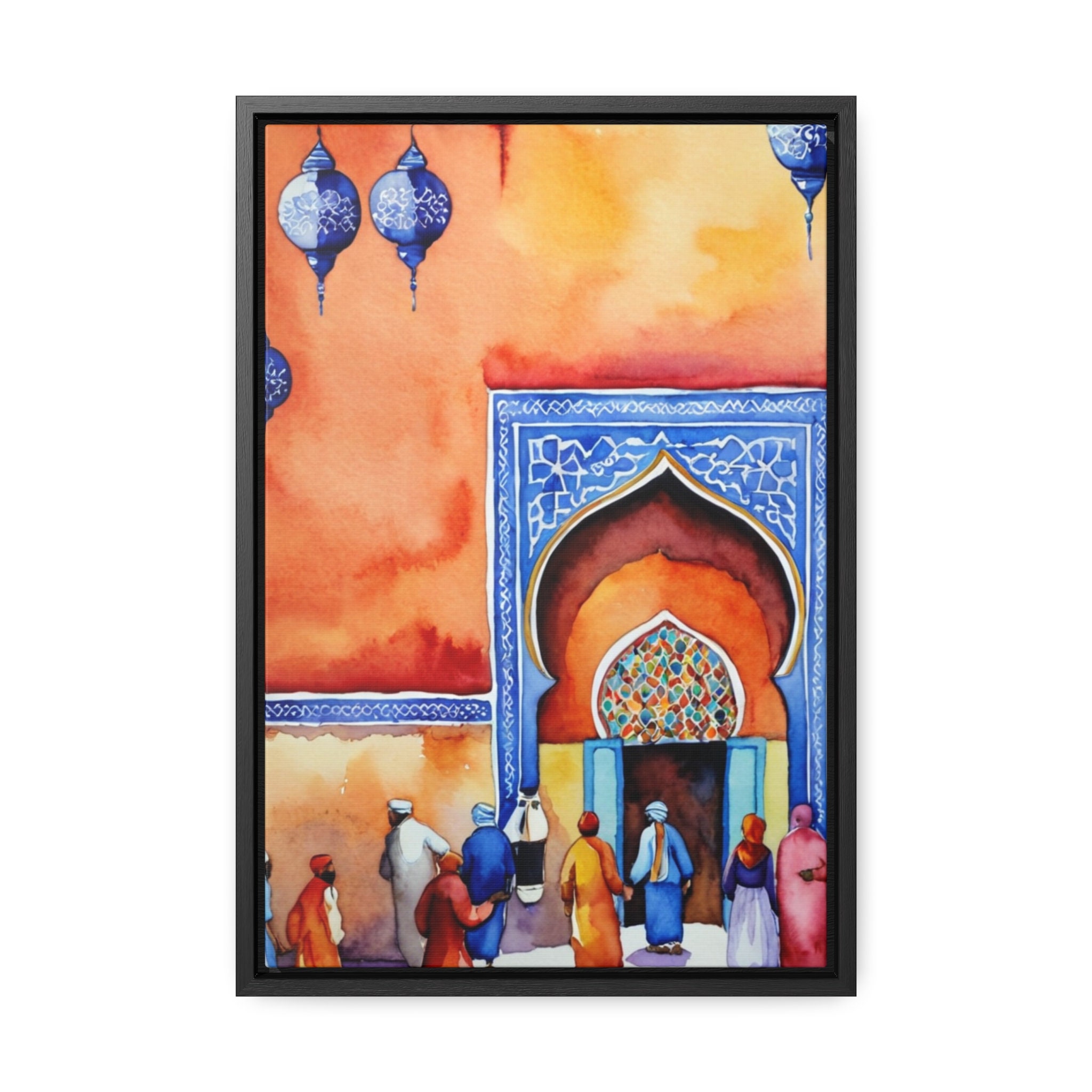 Watercolor Streets Moroccan Wall Art Canvas Wraps, Vertical Frame ...