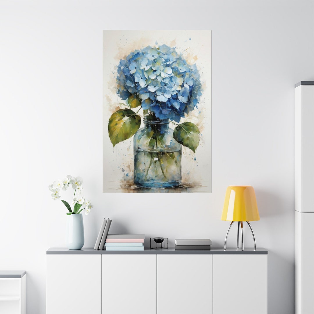 Hydrangea Print Blue Watercolor Hydrangea Art Unframed Print - Colorful ...
