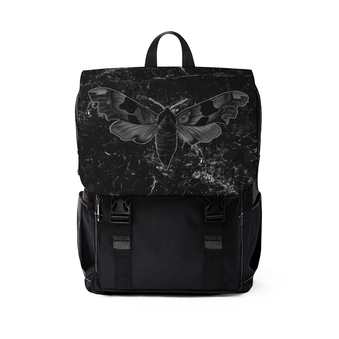Goth Moth Spells Goth Backpack (on Black Marble Print) | Gothic Occult ...