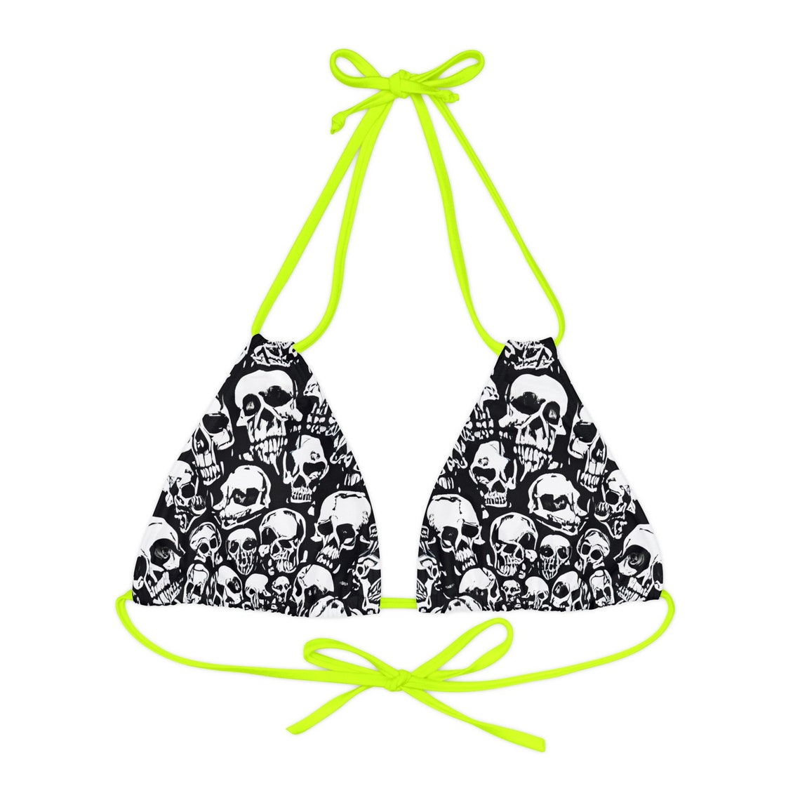 Vintage Gothic Skulls Strappy Triangle Bikini Top | Psychedelic Gothic ...