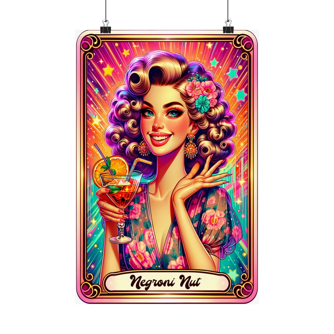 Negroni Tarot Card Pin up Girl Cocktail Matte Vertical Posters Funny ...