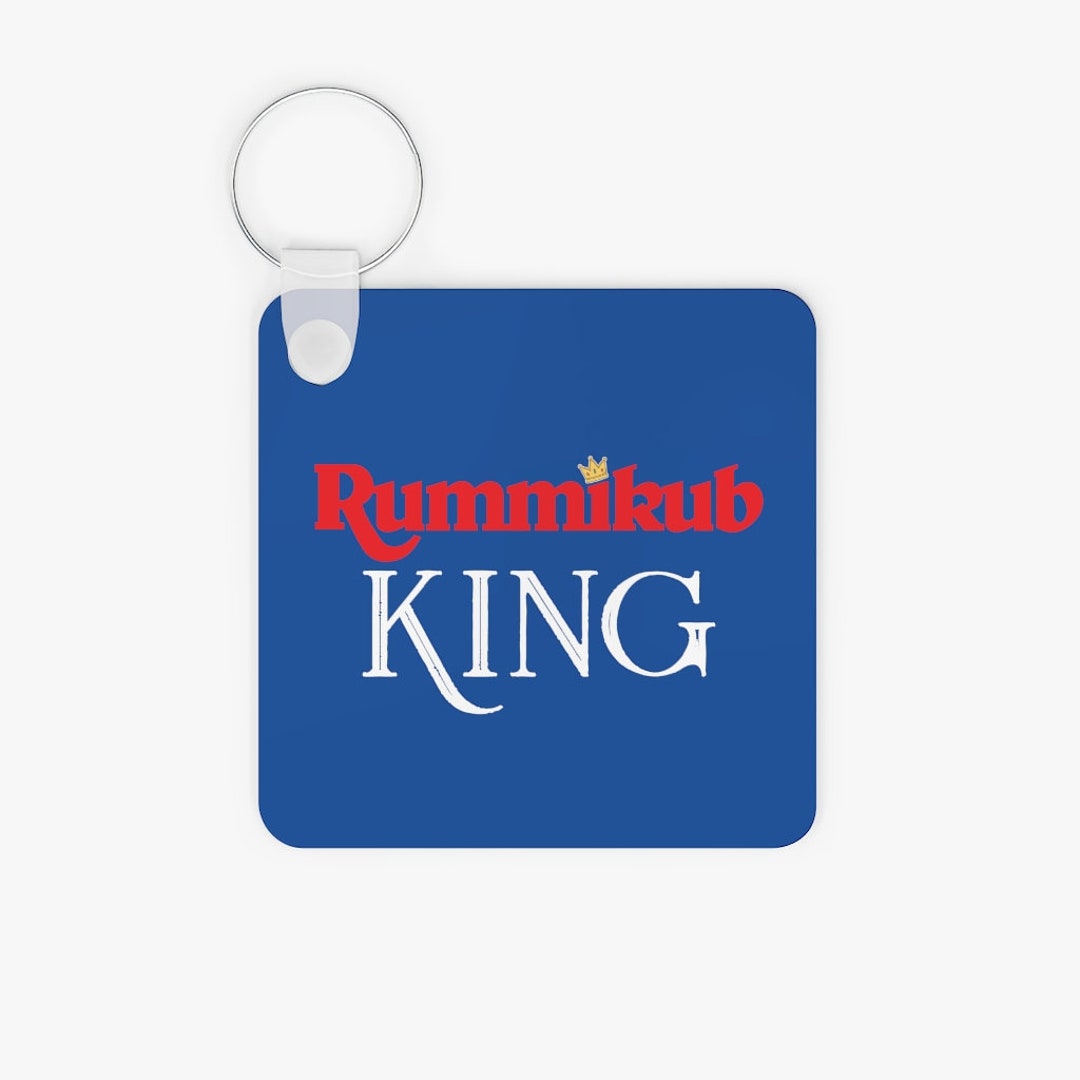 Rummikub King with Crown and Royal White Font Square Photo Keyring blue ...