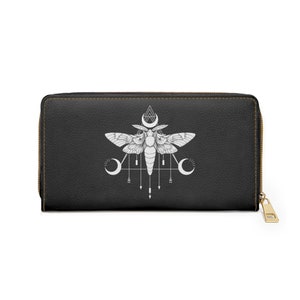 Goth Moth Moon Occult Crescent Dark Art Metal Gothic Pagan Zipper ...