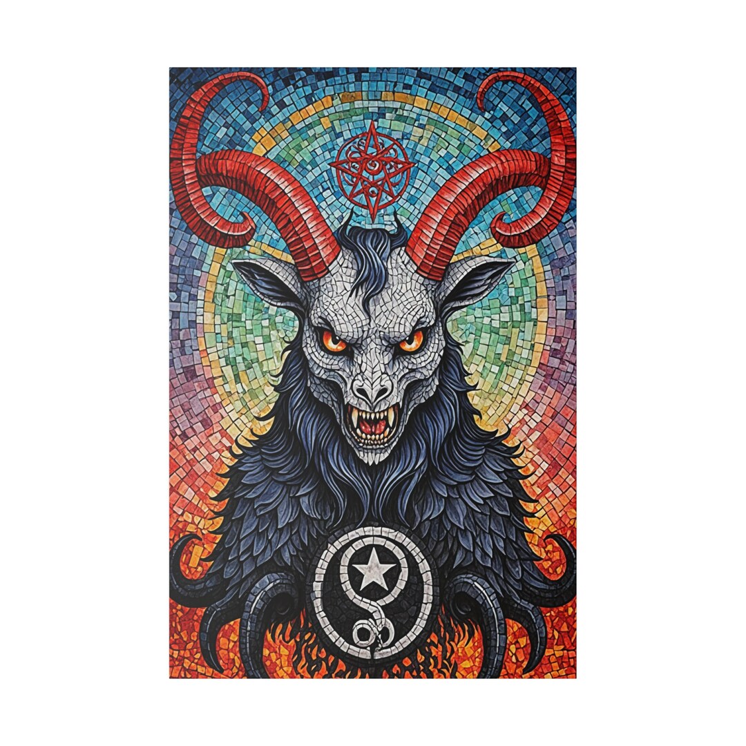 Demonic Gaze Baphomet Kawaii Mosaic Matte Canvas, Stretched, 0.75 ...
