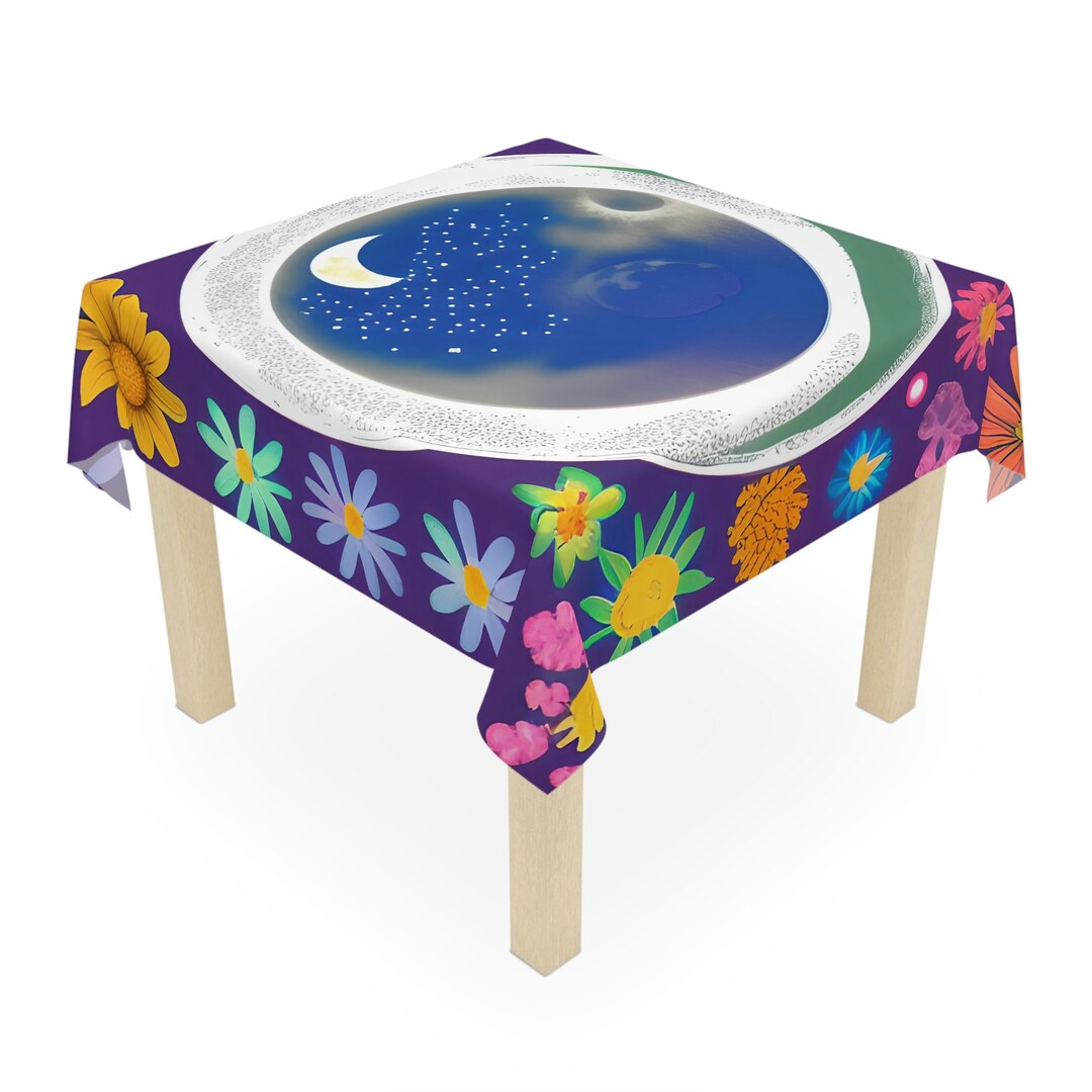 Blue Moon Tablecloth Floral Moon Tarot Card Table Cloth Oracle Cloth ...