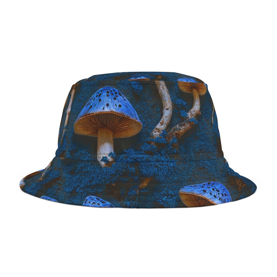 Blue Cap Fantastic Fungi Mushroom Bucket Hat | Cottagecore Mushroom Hat ...