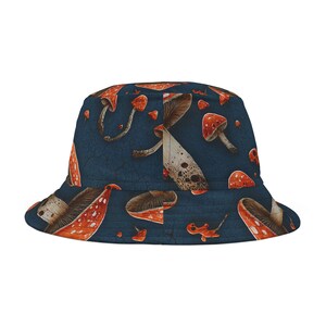 Red Cap Whimsical Fungi Fantasy Mushroom Bucket Hat | Cottagecore ...