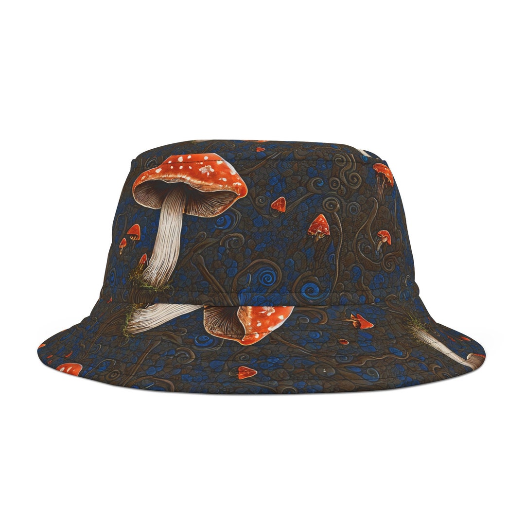 Mushroom Fantasy Bucket Hat | Cottagecore Mushroom Hat | Mycology Art ...