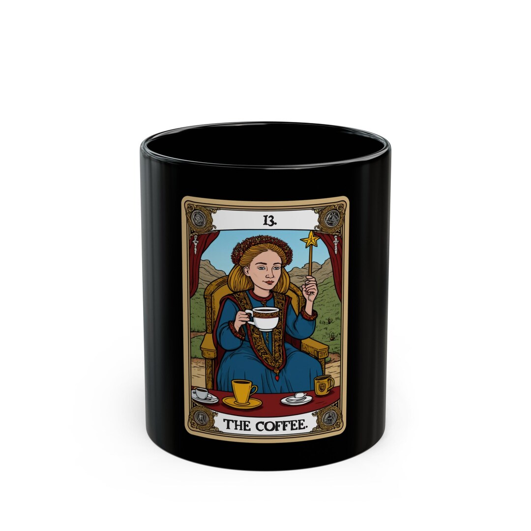 Mystic Coffee Vibes Tarot Card Black Mug (11oz, 15oz) | Tarot Card and ...