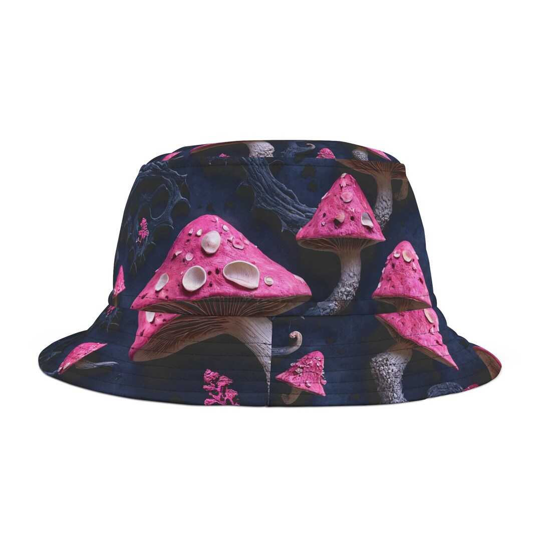 Magic Fungi Pink Mushroom Bucket Hat | Cottagecore Mushroom Hat ...