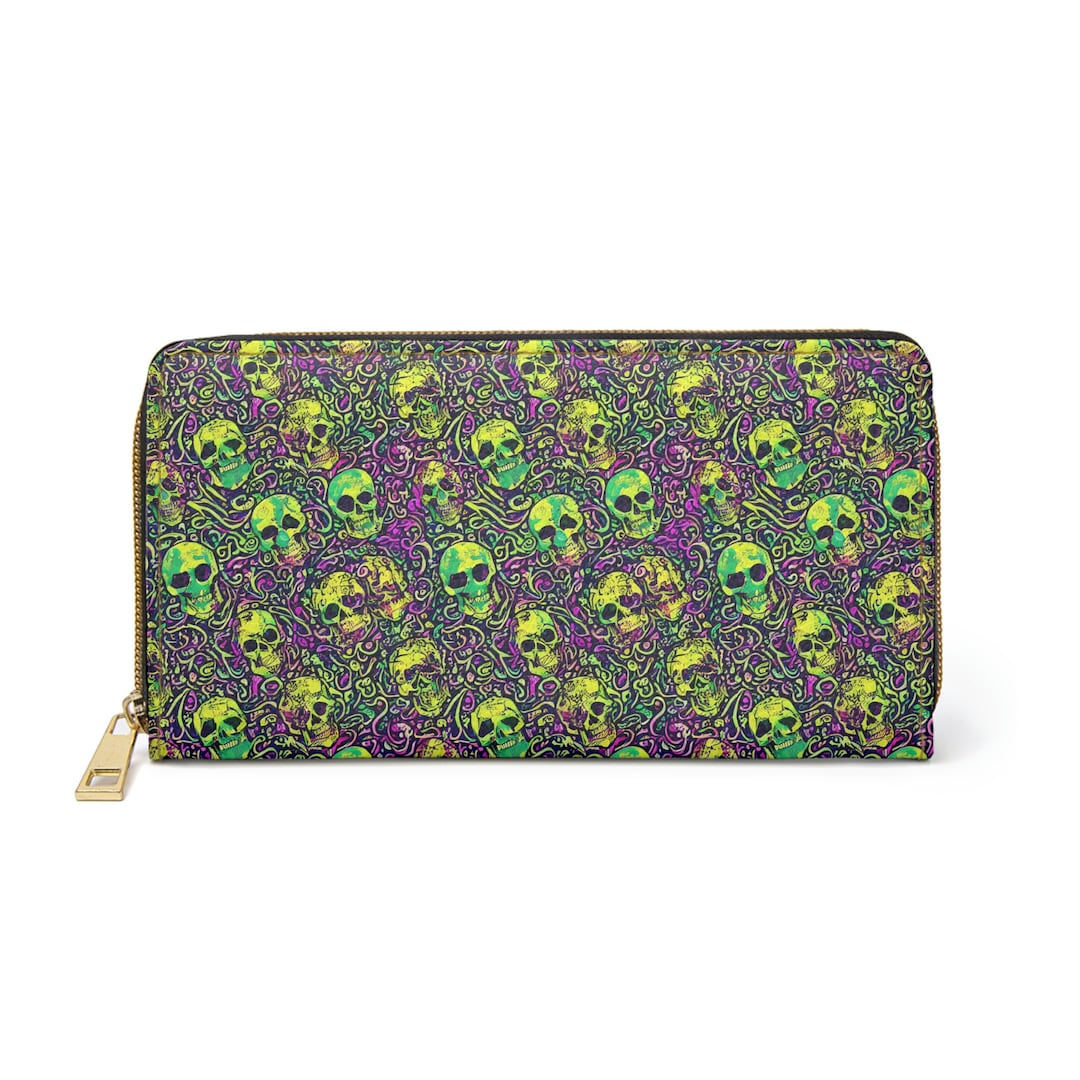 Haunted Haze Trippy Psychedelic Gothic Skulls Zipper Wallet Occult ...