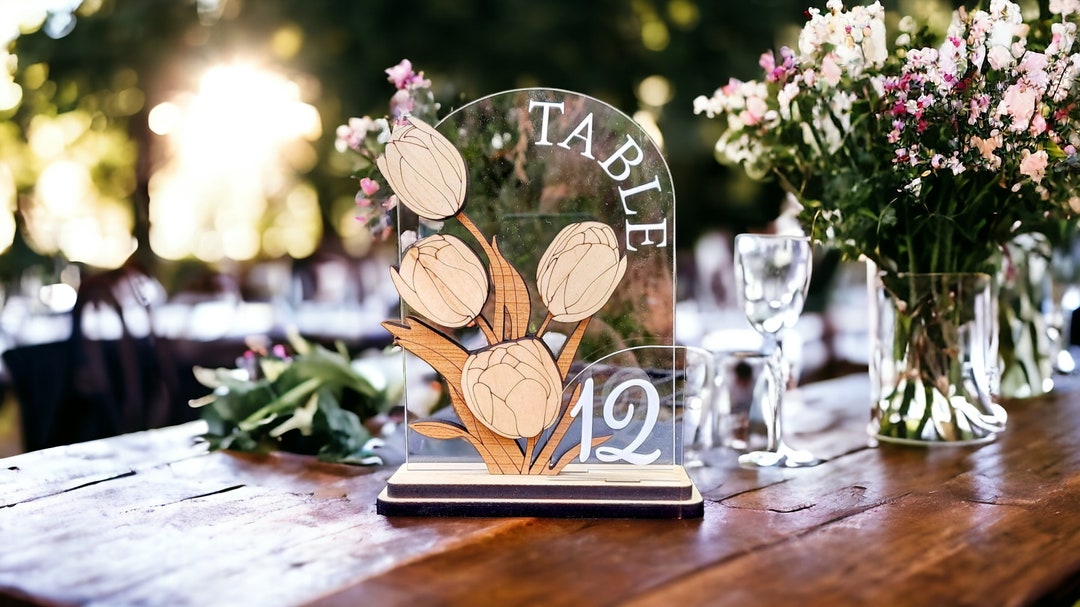 Wedding Floral Table Number Plaque - Etsy